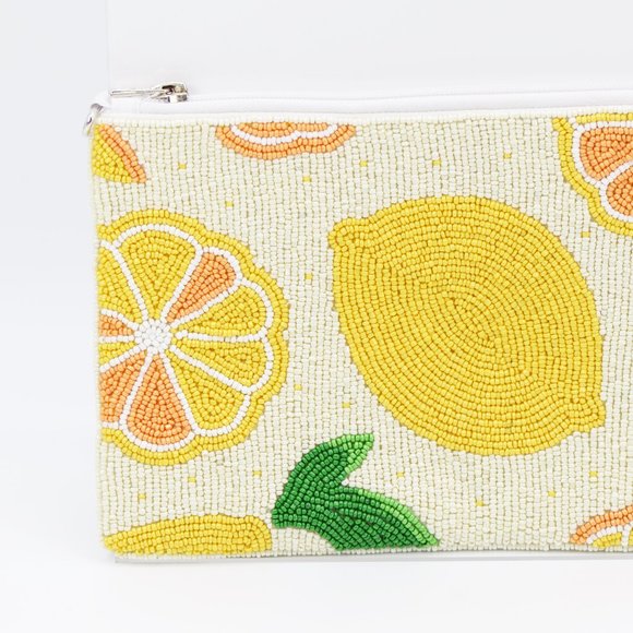 Bags | Handmade India Seed Bead Lemon Pouch Bag With Chain Strap | Poshmark
